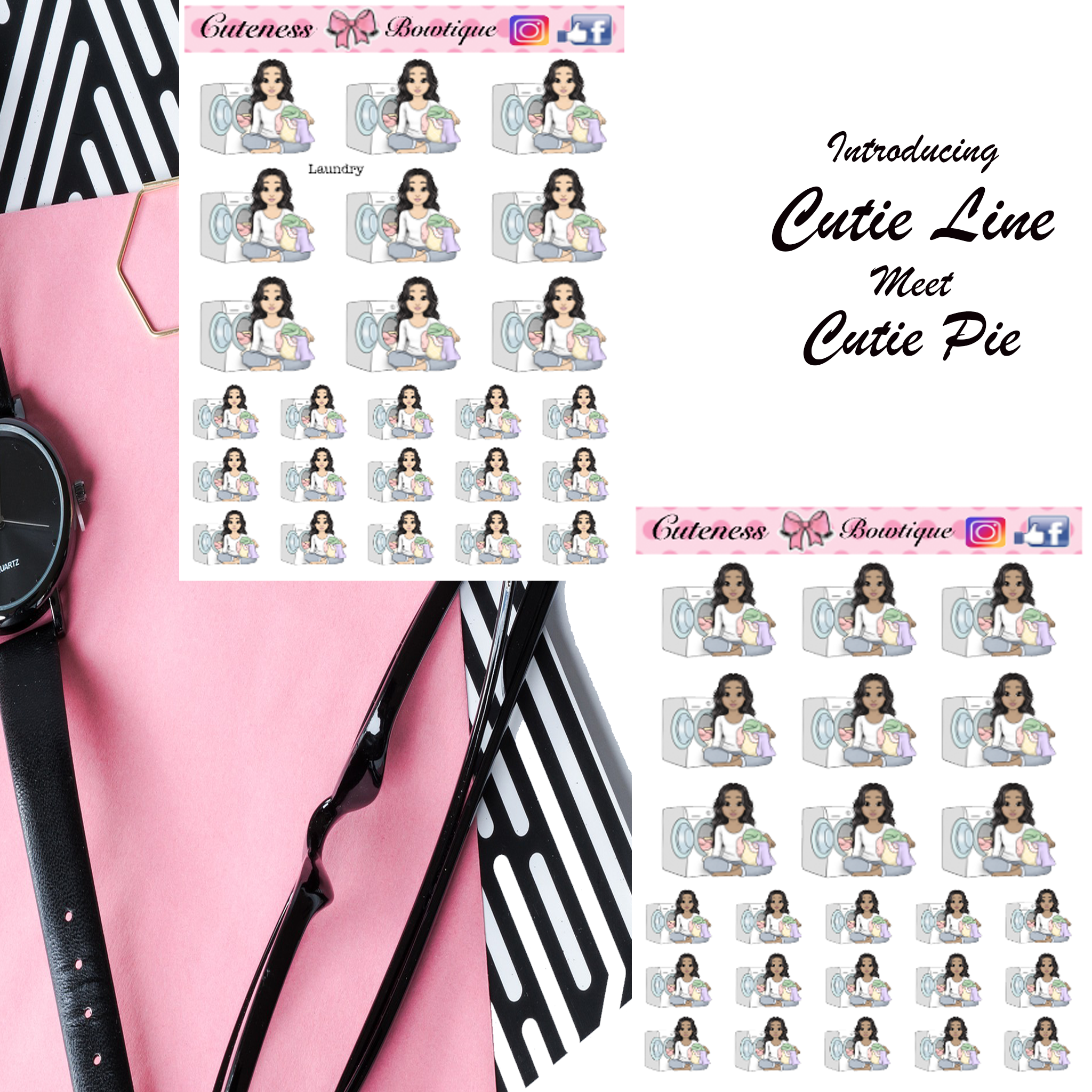 The Cutie Line Icon Sticker Sheet | Cuteness Planner Stickers for Agen ...