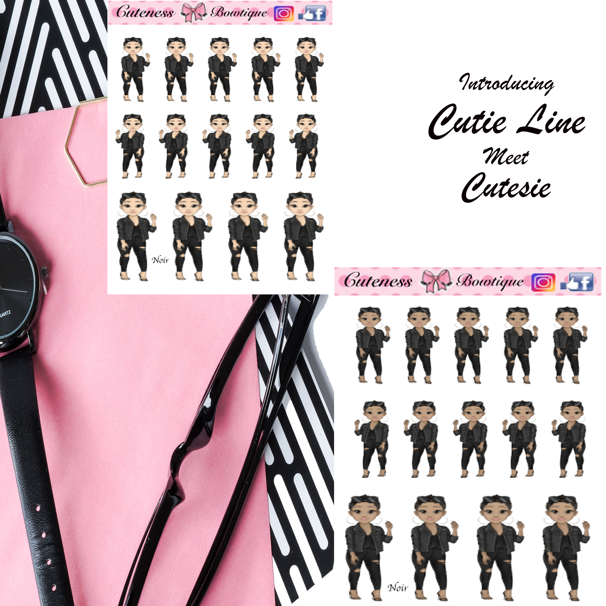 The Cutie Line Icon Sticker Sheet | Cuteness Planner Stickers for Agen ...