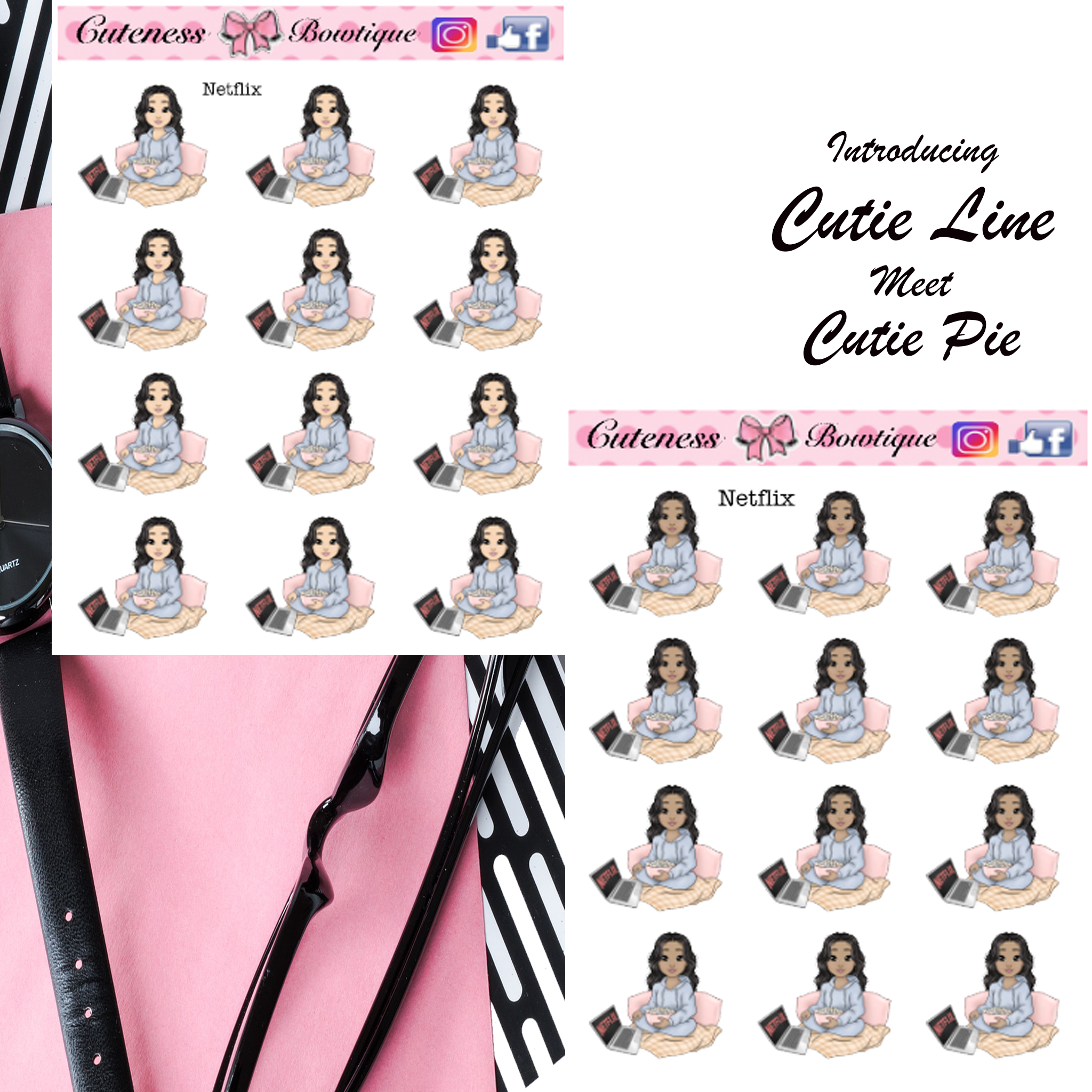 The Cutie Line Icon Sticker Sheet | Cuteness Planner Stickers for Agen ...