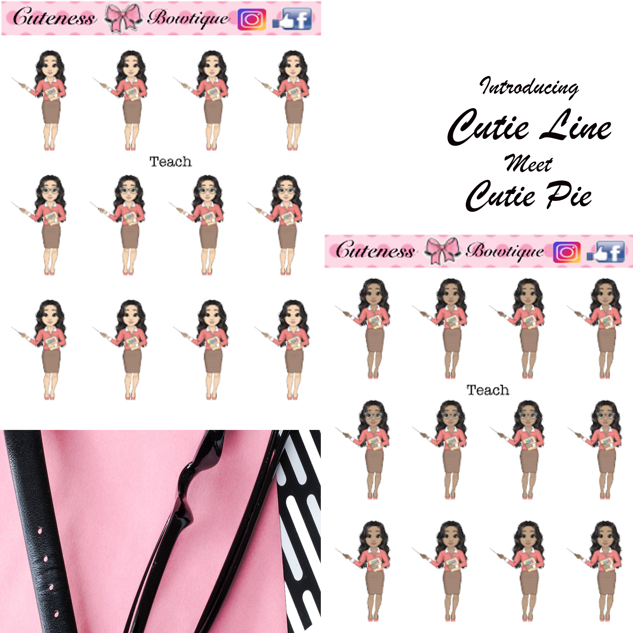 The Cutie Line Icon Sticker Sheet | Cuteness Planner Stickers for Agen ...