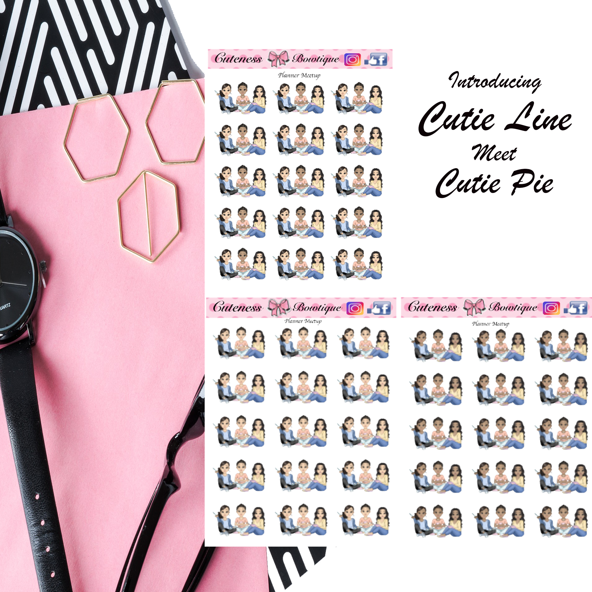 The Cutie Line Icon Sticker Sheet | Cuteness Planner Stickers for Agen ...
